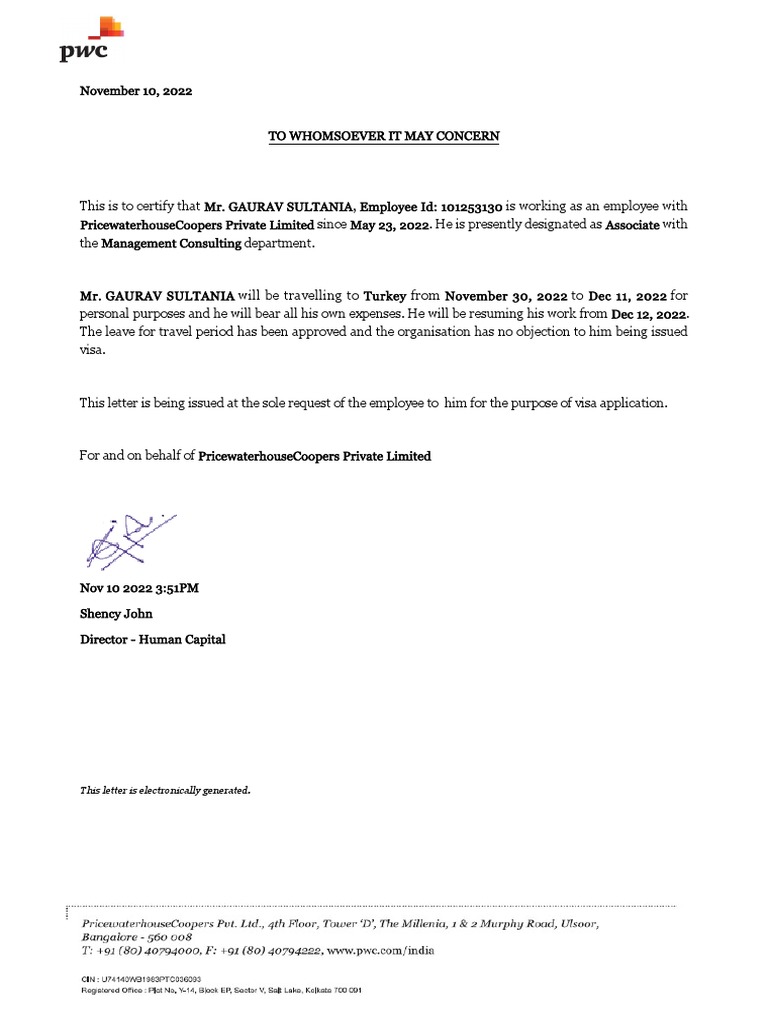 This Letter Is Electronically Generated | PDF