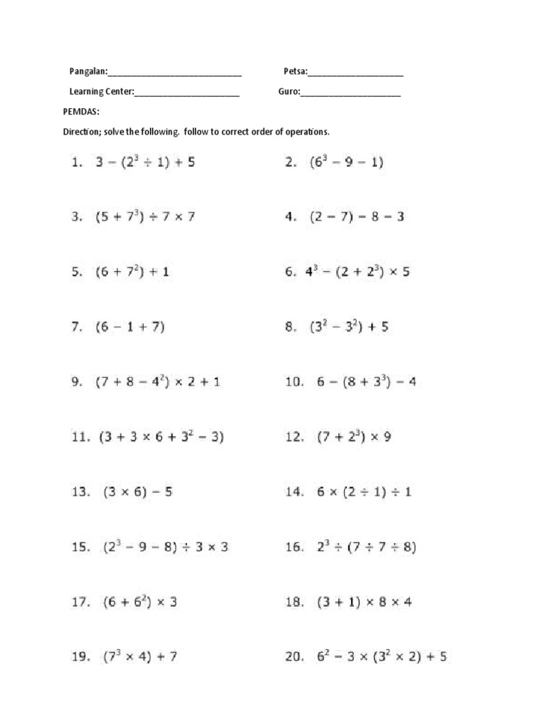 Integers Worksheets | PDF