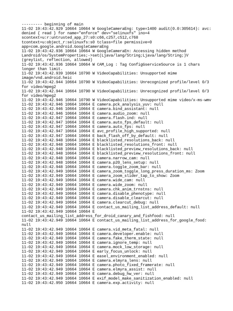 Google Camera Error Log Analysis | PDF | Computer Engineering | Computer Science