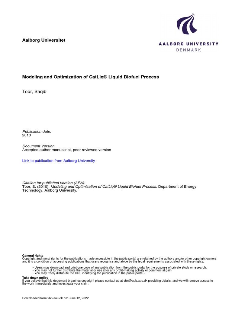 Modeling and Optimization of CatLiq Liquid Biofuel Process | PDF ...