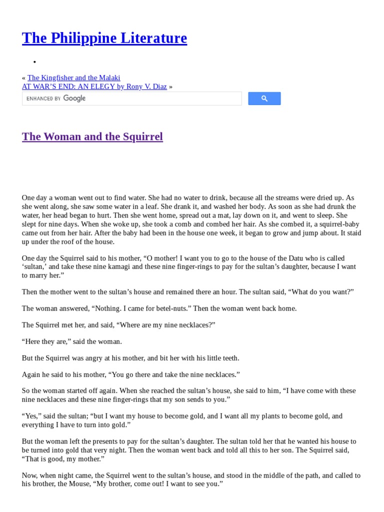 The Woman and The Squirrel - Philippine Literature | PDF | Mystery ...