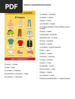 La Ropa en Espanol 30 Nombres de Prendas de Vestir Imprimible | PDF
