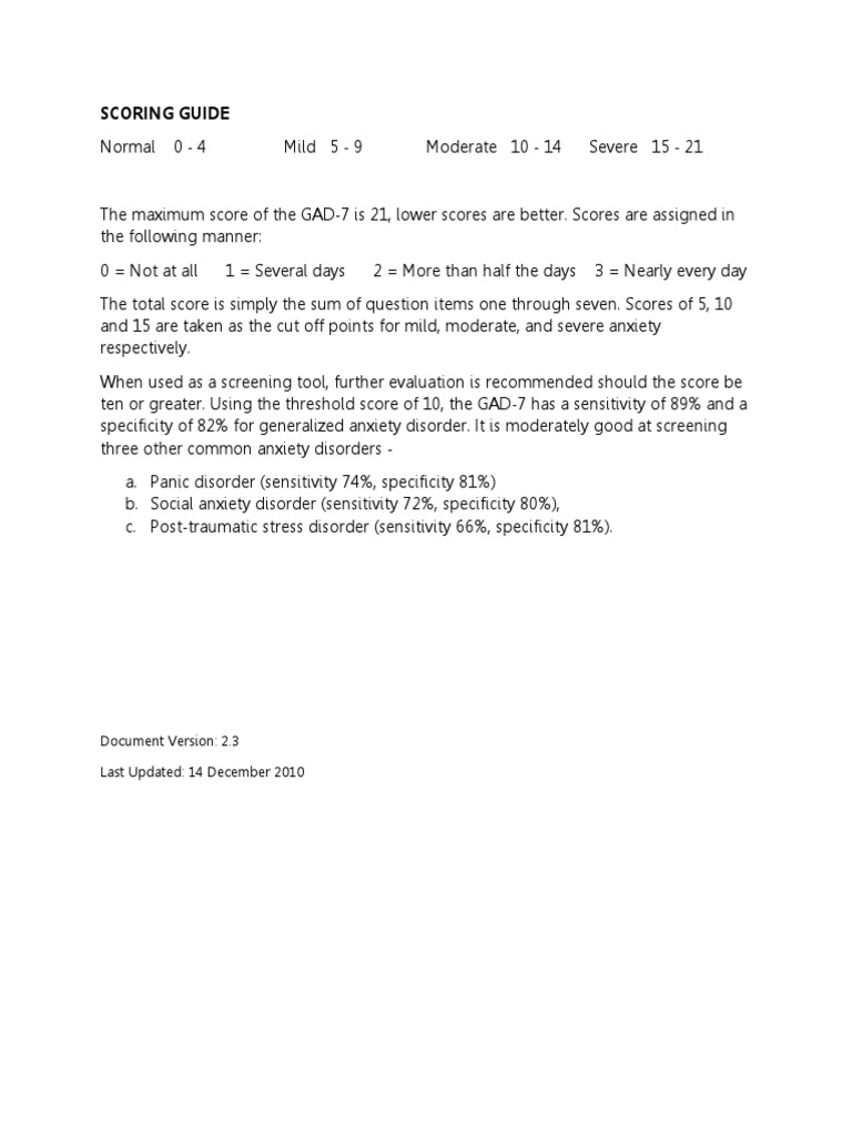 Gad Scoring Guide | PDF