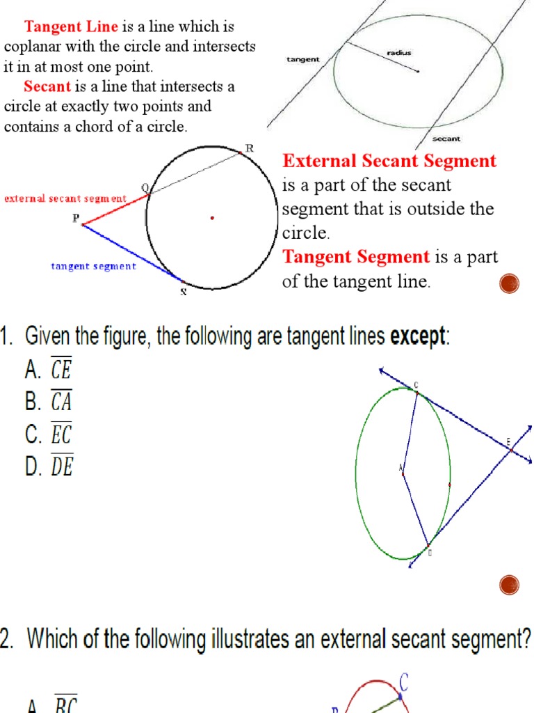 Angles Formed by Tangent, Secant, and Segments | PDF