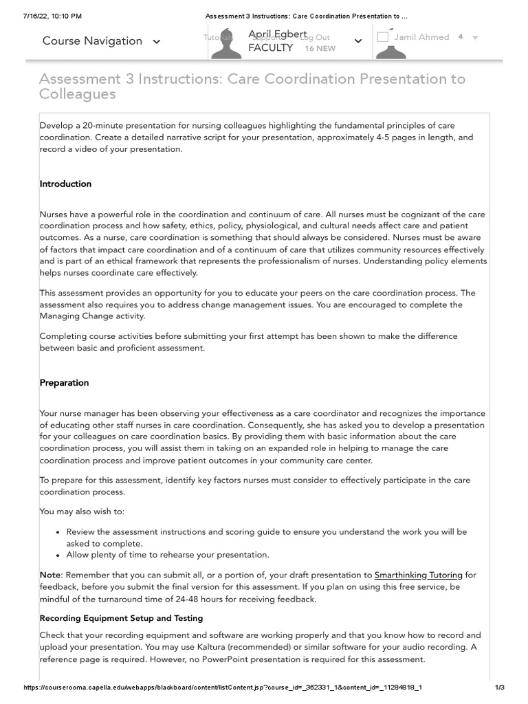 Assessment 3 Instructions - Care Coordination Presentation To .. | PDF ...