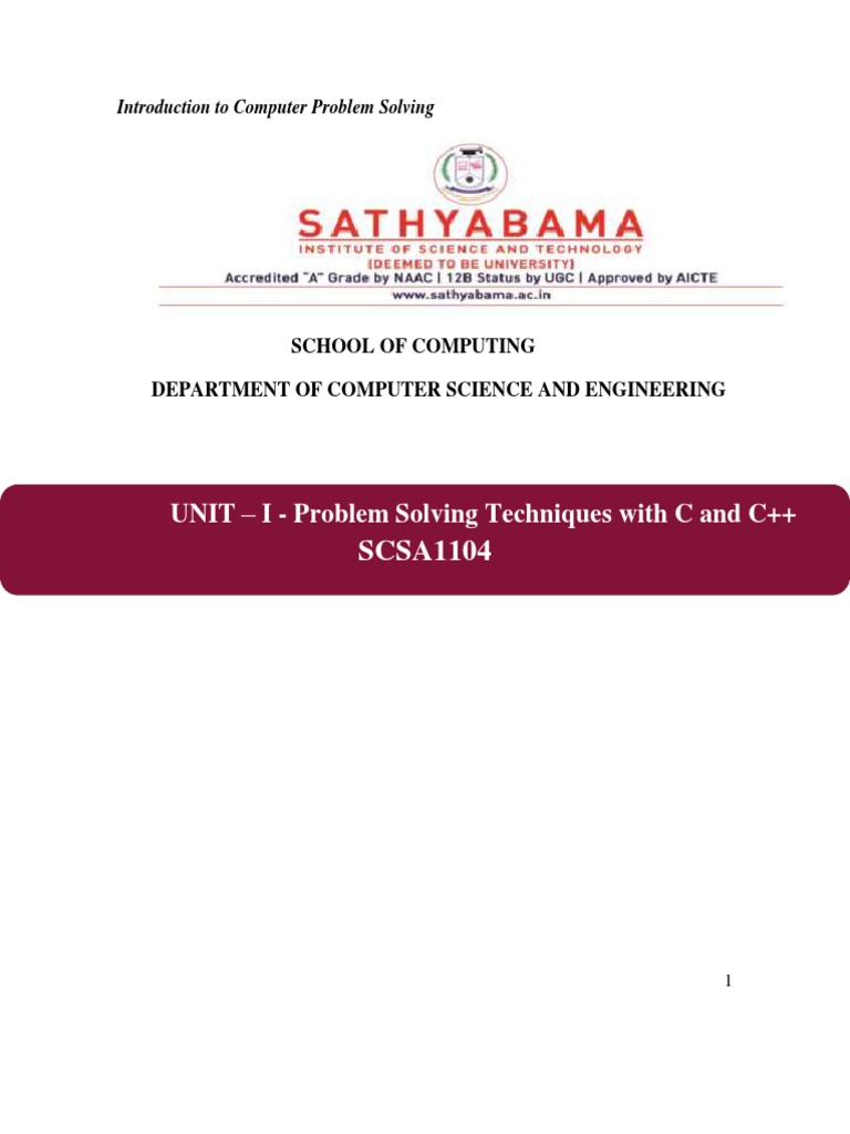 SCSA1104 Unit 1 | Download Free PDF | Algorithms | Computational Complexity Theory