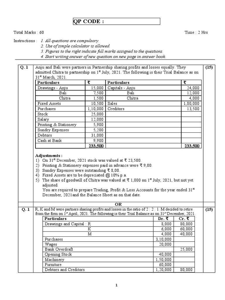 Sem III Nov 2022 QP .. | PDF | Expense | Balance Sheet