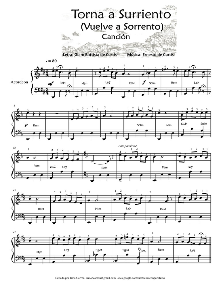 Torna A Surriento. Canción | PDF