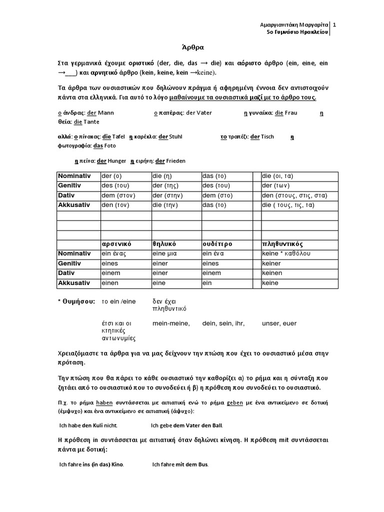 Deutsche Artikel. (German Articles) | PDF