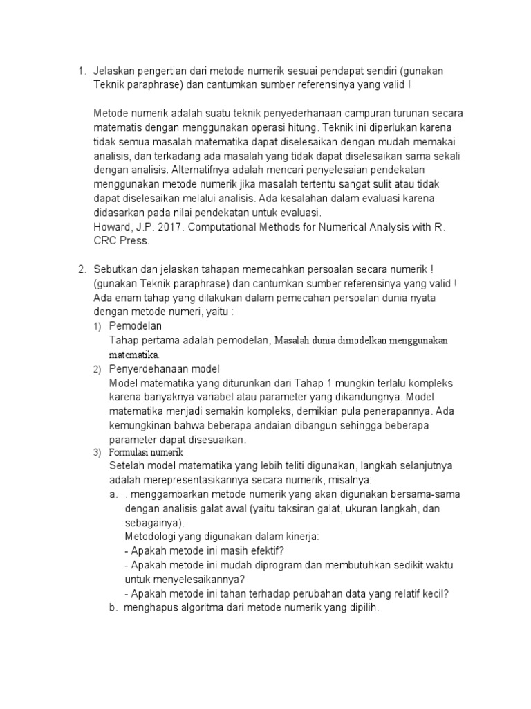 Uts Metode Numerik | PDF | Metode & Bahan Ajar | Komputer