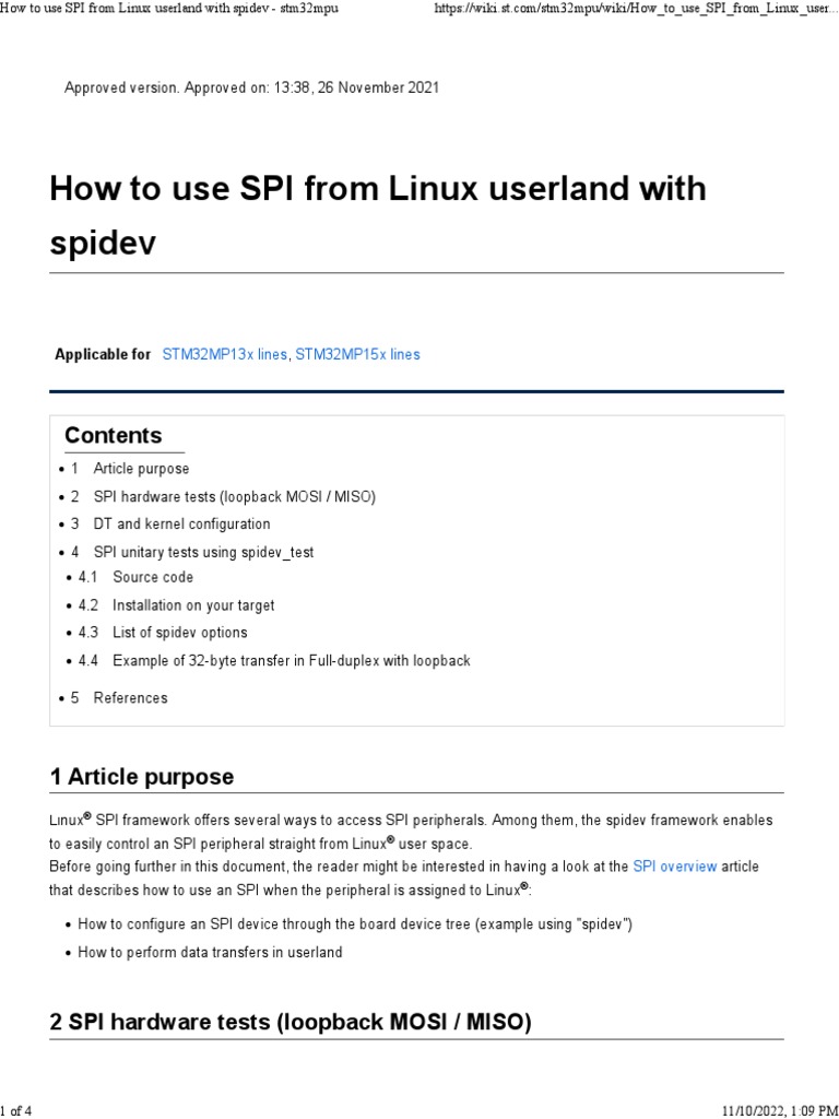 How To Use SPI From Linux Userland With Spidev - Stm32mpu | PDF | Operating System Technology ...