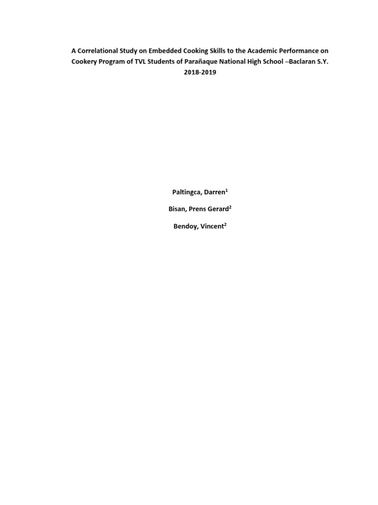 Correlation of Cooking Skills and Grades | PDF | Chef | Learning