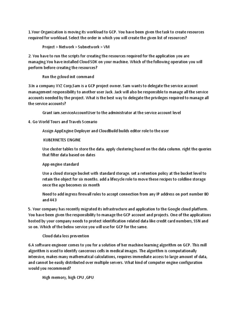 GCP Sample Questions | PDF | Cloud Computing | Computer Architecture