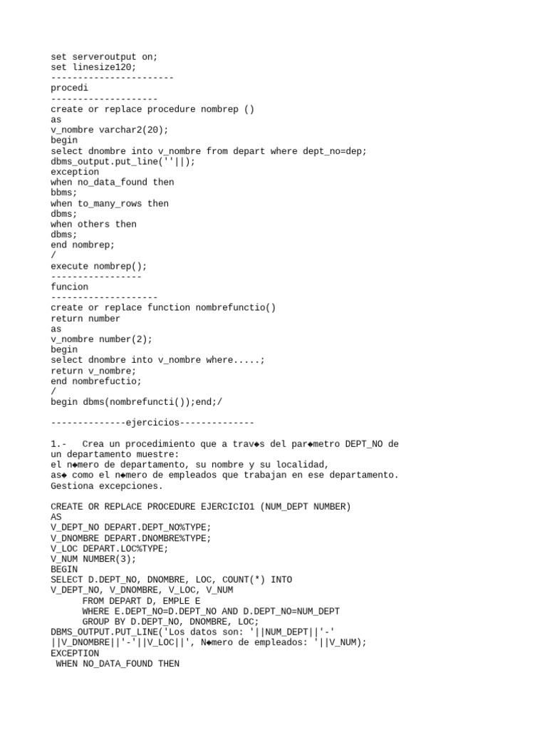 Procedimientos Funciones | Descargar gratis PDF | SQL | Tecnologías de ...