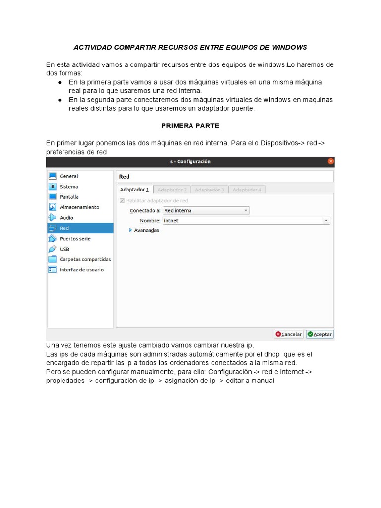 Actividad Compartir Recursos Entre Equipos de Windows | PDF | Dirección ...