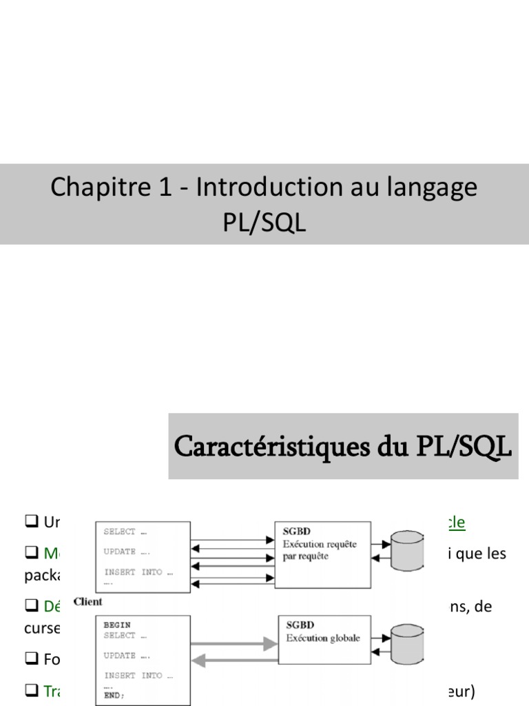 Chapitre 1 - Introduction Au Langage PLSQL | PDF | PL/SQL | Structure de contrôle