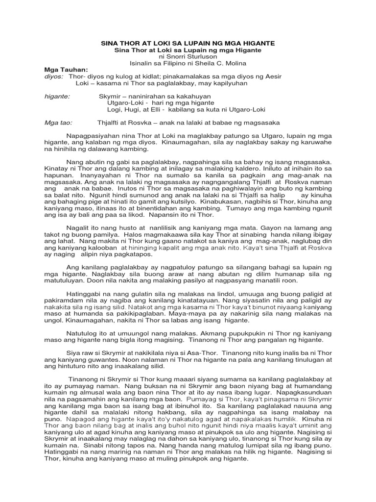 Sina Thor at Loki Sa Lupain NG Mga Higante | PDF