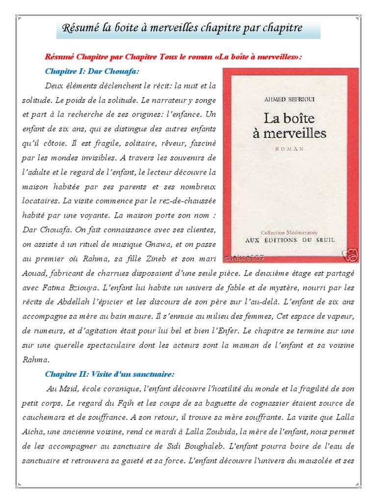 Résumé La Boite À Merveilles Chapitre Par Chapitre | PDF