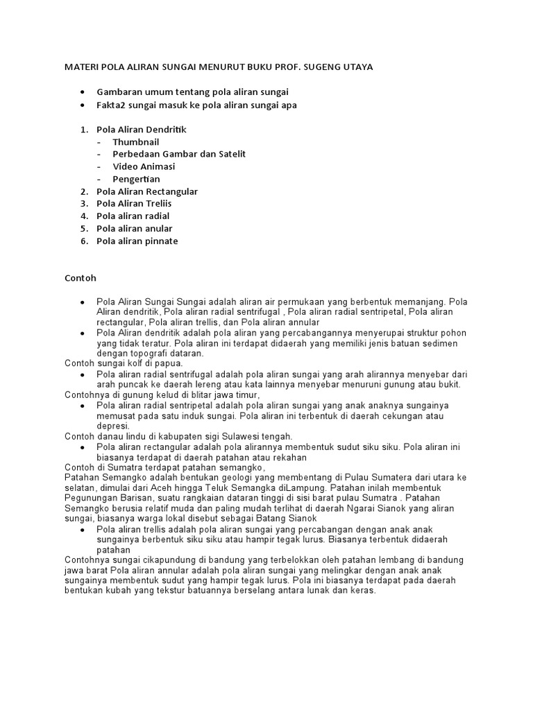 Materi Pola Aliran Sungai Menurut Buku Prof | PDF