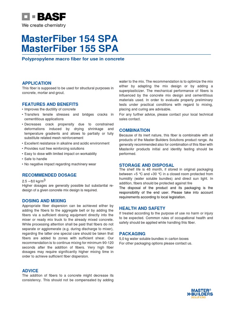 MasterFiber 154 - 155 | PDF | Concrete | Fibers