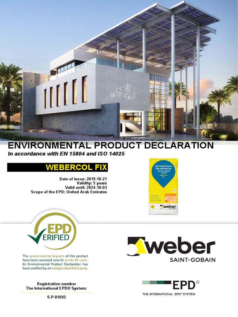 EPD Webercol Fix - UAE | PDF