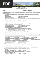 Tle 10 - Q2 - Exam - Tos | PDF | Vegetables | Cooking