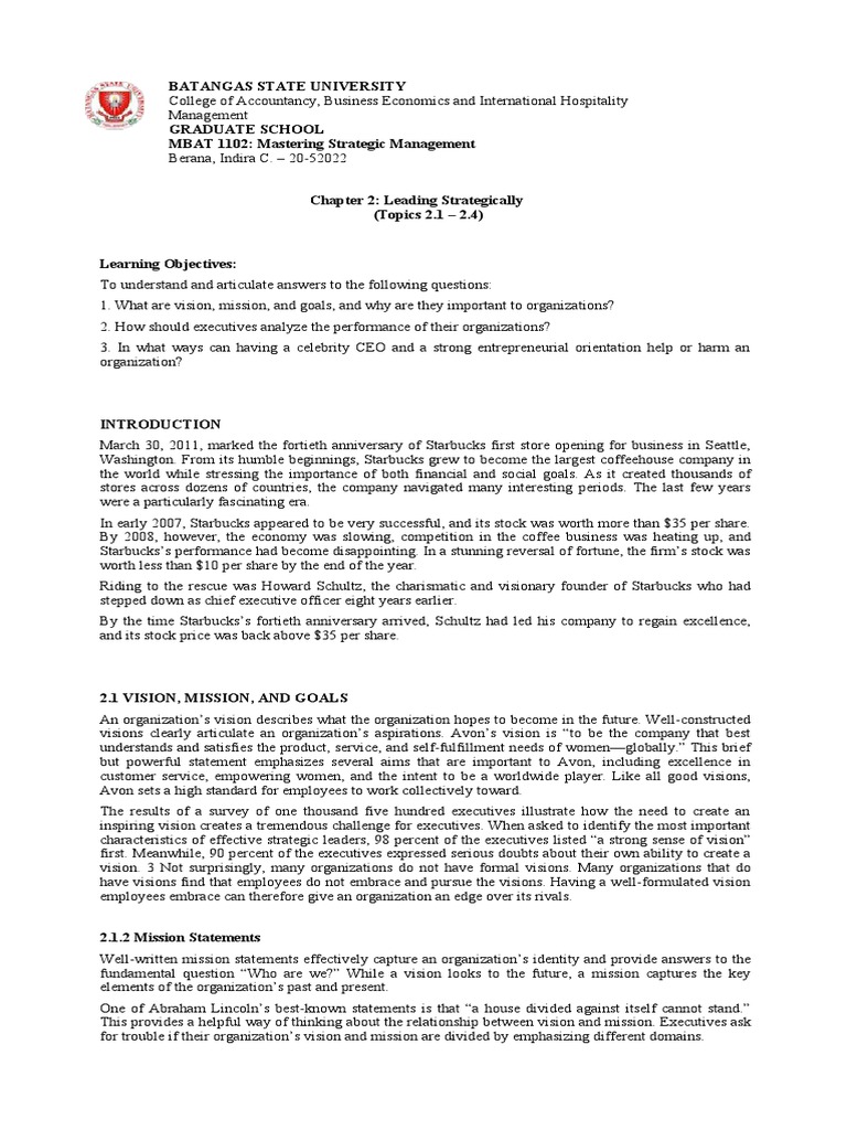 Chapter 2 Leading Strategically | PDF