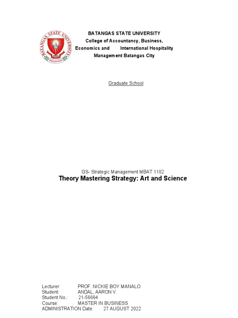 Strategic Management - Theory Mastering Strategy - Art and Science ...