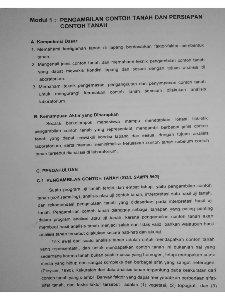 Pengambilan Contoh Tanah | PDF
