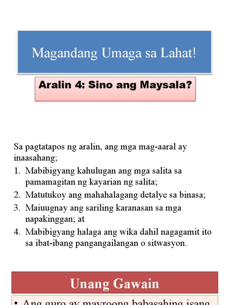 Aralin 4 Sino Ang Maysala | PDF Aralin 4 Sino Ang Maysala | PDF