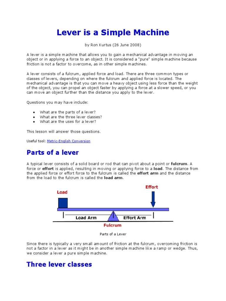Lever Is A Simple Machine | PDF | Lever | Equipment