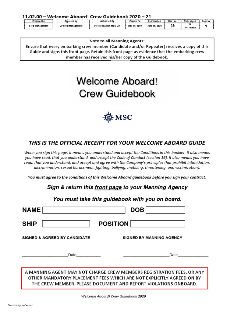 Welcome Aboard Crew Guide 2020-2021 | PDF