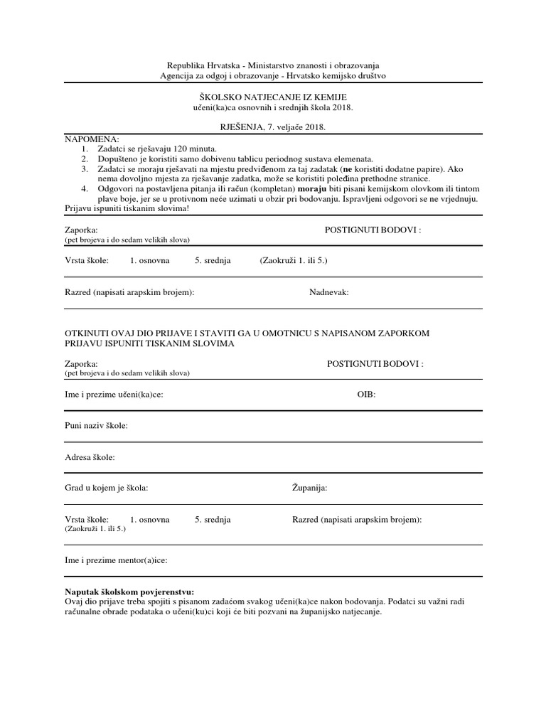 1 Skol Rjesenja 2018 | PDF