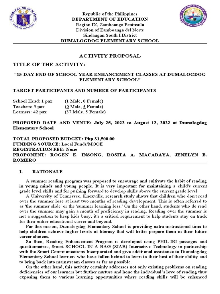 Summer Class Proposal 2021 22 | PDF | Teachers | Learning