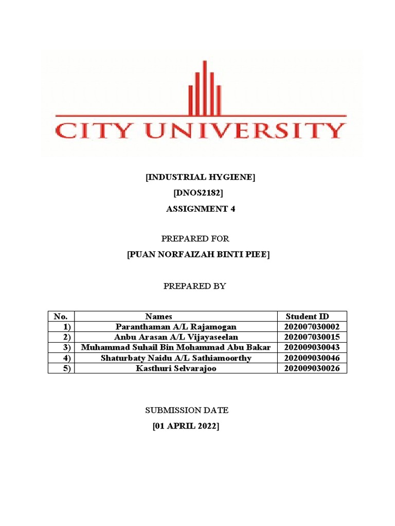 Industrial Hygiene Assignment 1 | PDF | Occupational Safety And Health ...