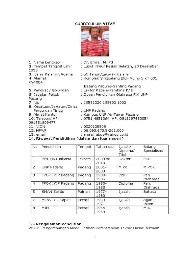 CV. Dr. Emral M. PD | PDF