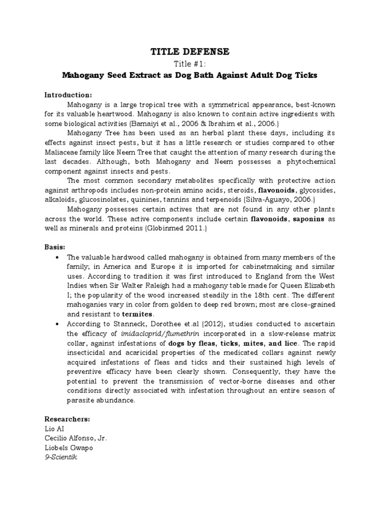 Title Defense Format Sample | PDF | Pest (Organism) | Wood