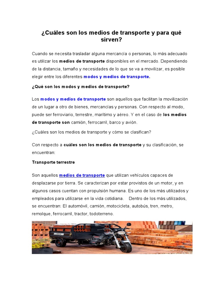 Medios de Transporte | PDF | Transporte | Transporte de tierra