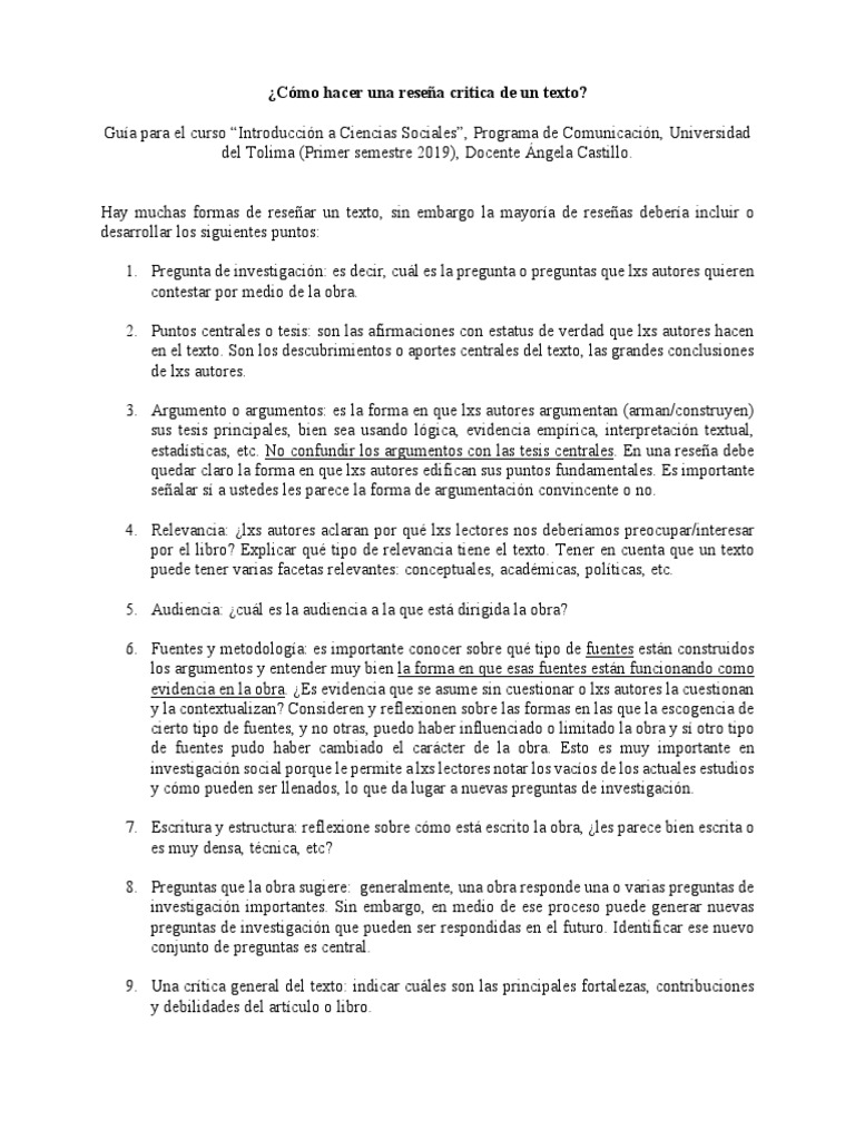 Cómo Hacer Una Reseña Critica de Un Texto | PDF | Science
