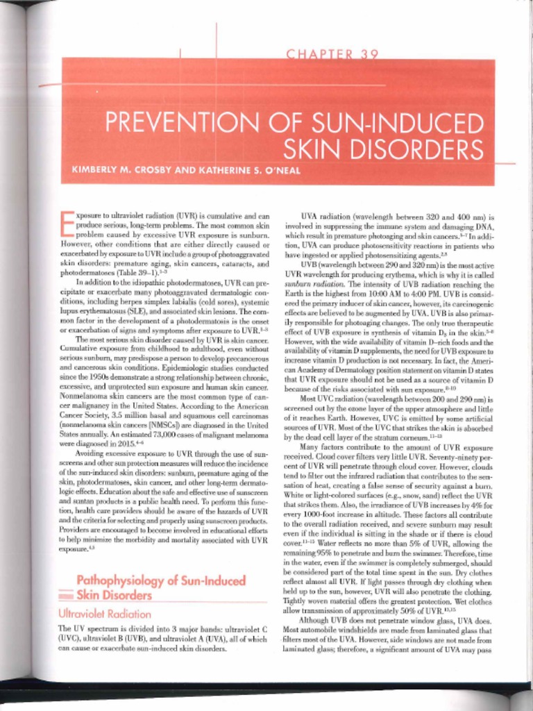 Chapter 39. Prevention of Sun-Induced Skin Disorders | PDF