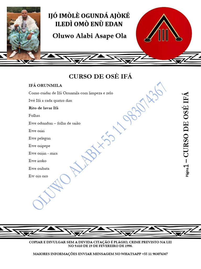 Oluwo Alabi - CURSO DE OSÈ IFÁ-1 | PDF