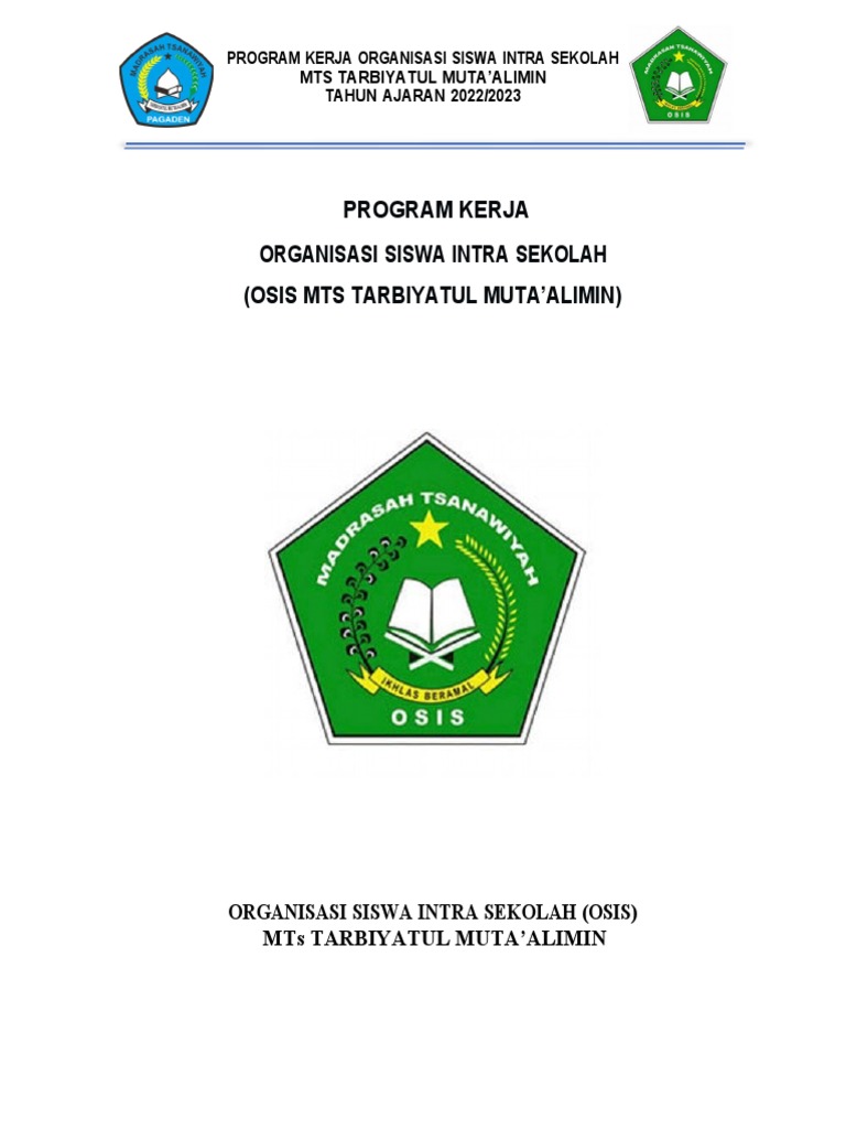 Program Kerja OSIS MTs 2022/2023 | PDF