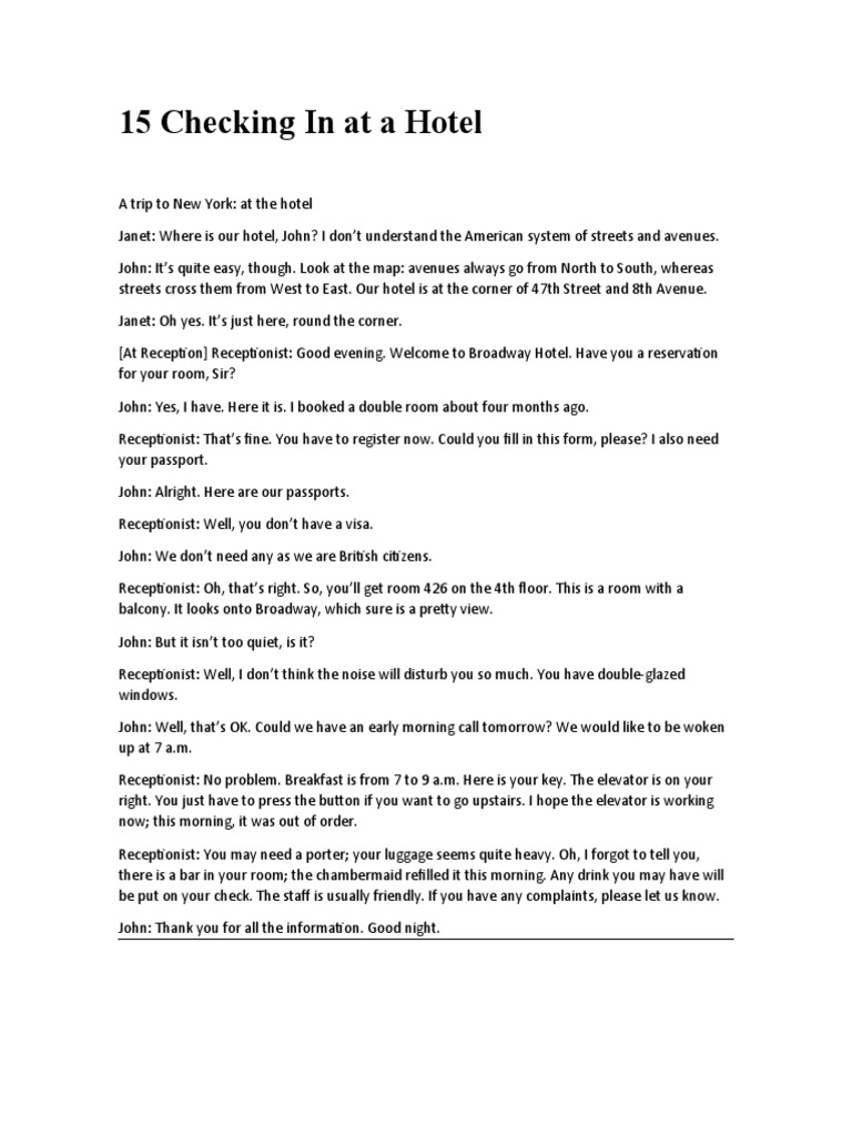 Hotel Check-In Process in NYC | PDF