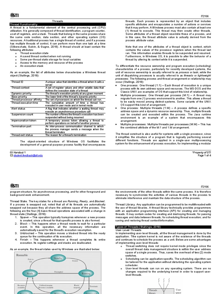 03 Handout 1 | PDF | Thread (Computing) | Process (Computing)