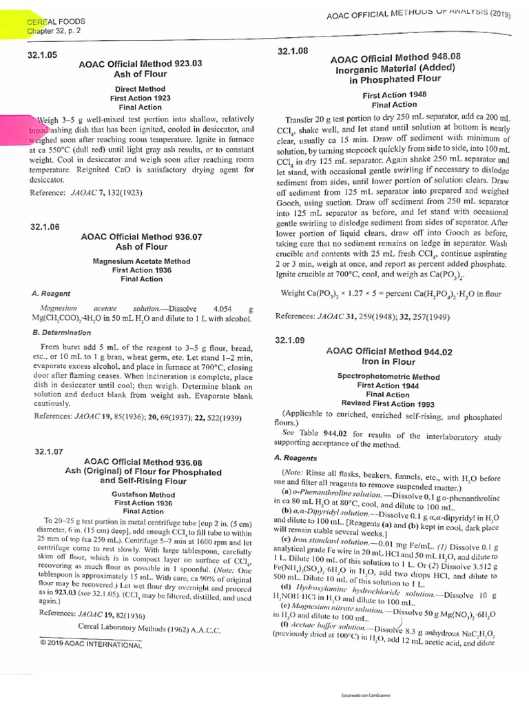 AOAC OFFICIAL METHOD 923.03 Ceniza | PDF