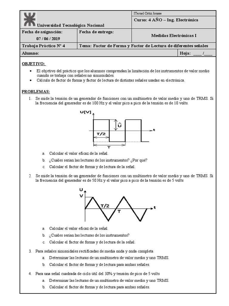 Cálculo de Factores en Señales Eléctricas | PDF | Electrónica ...