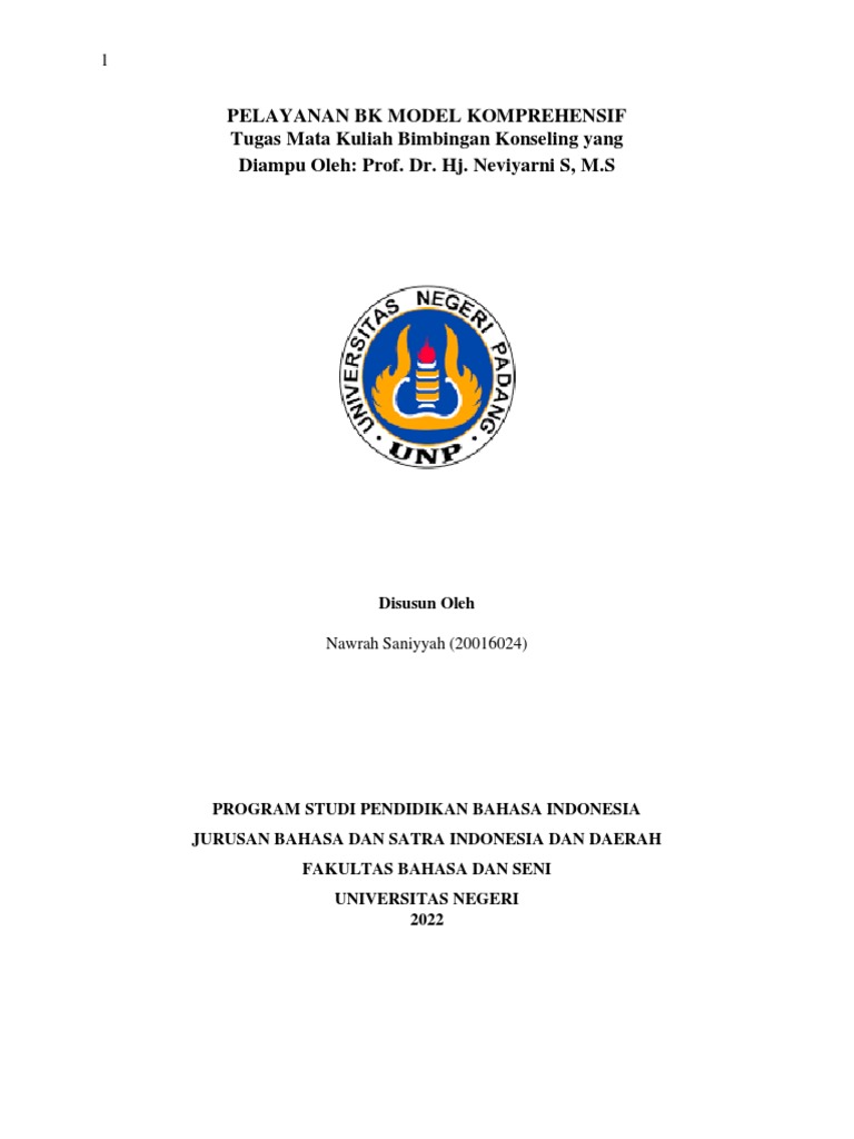 Pelayanan BK Model Komprehensif - Nawrah Saniyyah (20016024) | PDF | Karier & Perkembangan ...