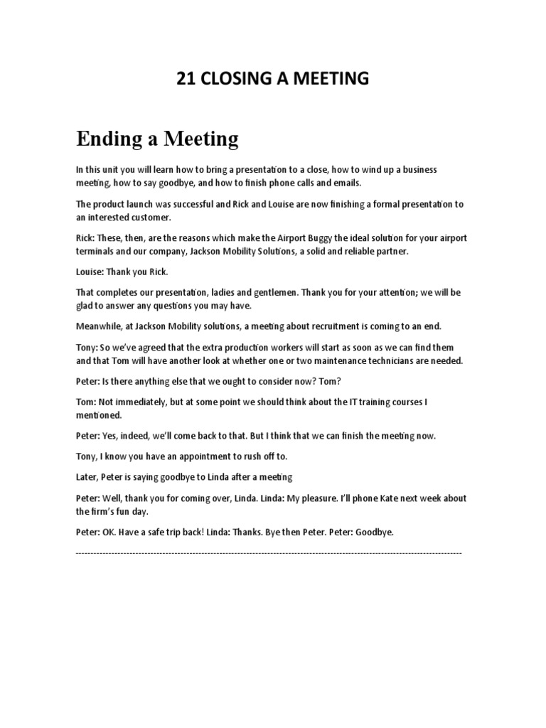 21 Closing A Meeting | PDF