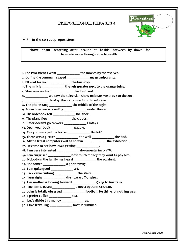 Prepositional Phrases 4 | PDF