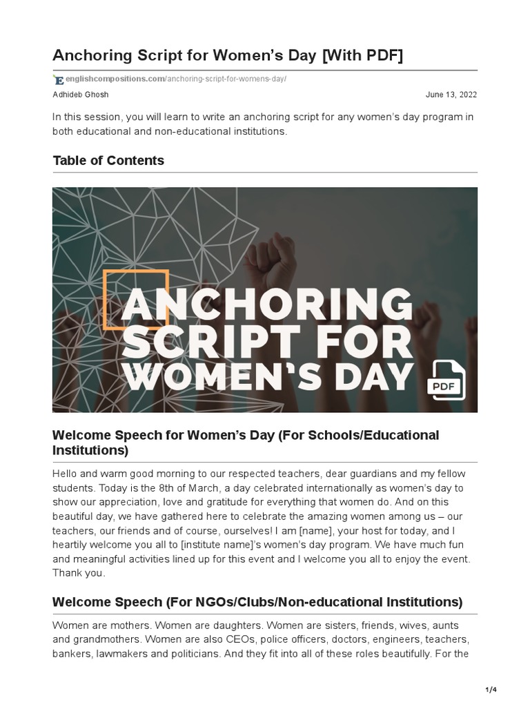 Anchoring Script Women's Day Program | PDF